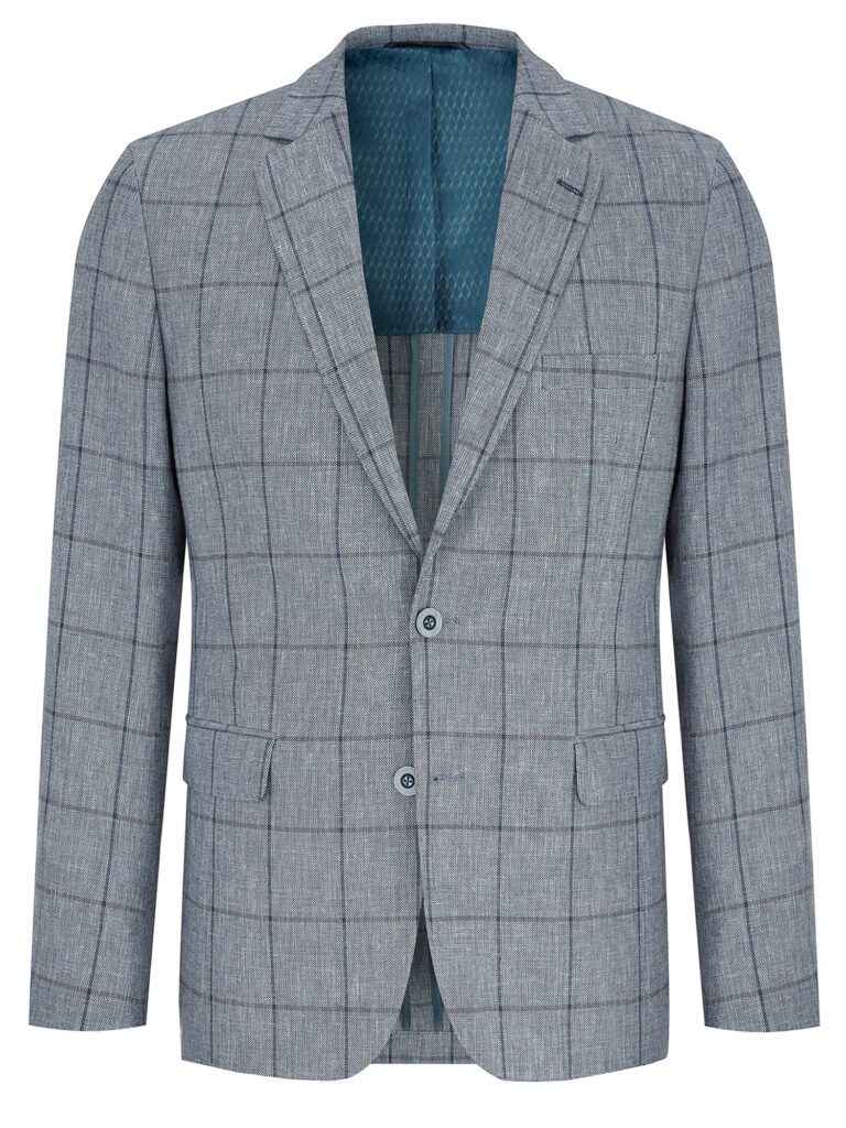 SINGLE BREASTED BLUE CHECK JACKET - Cain of Heswall