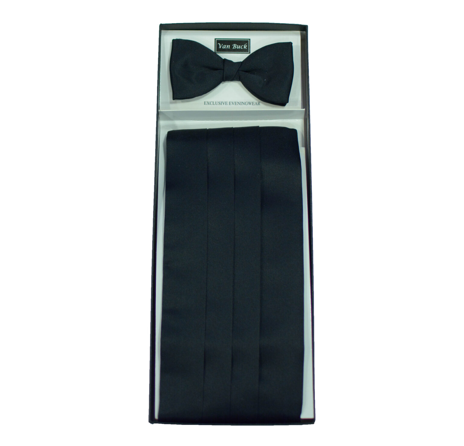 PLAIN SATIN BOW & CUMMERBUND SET- BLACK - Cain of Heswall