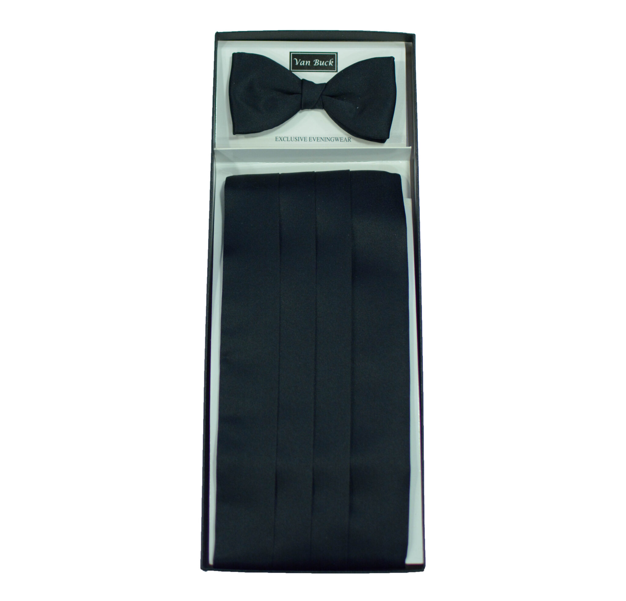 PLAIN SATIN BOW & CUMMERBUND SET- BLACK - Cain of Heswall