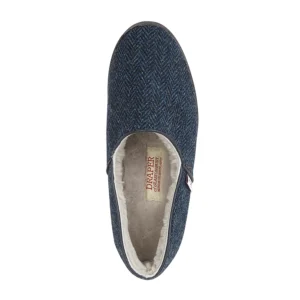 TREVOR HARRIS TWEED SLIPPER - NAVY - Cain of Heswall